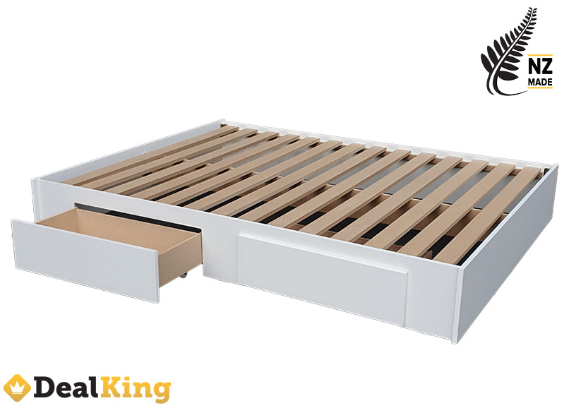 WHITE 2 DRAWER NZ MADE DOUBLE BASE + POCKET SPRING MATTRESS – DealKing